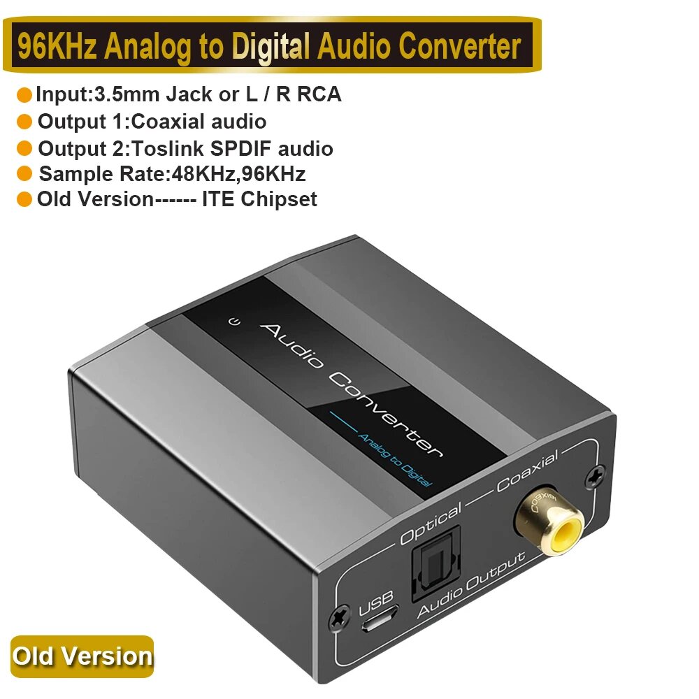 Navceker Аналого-Цифровой Преобразователь RCA 3.5 мм на Toslink SPDIF