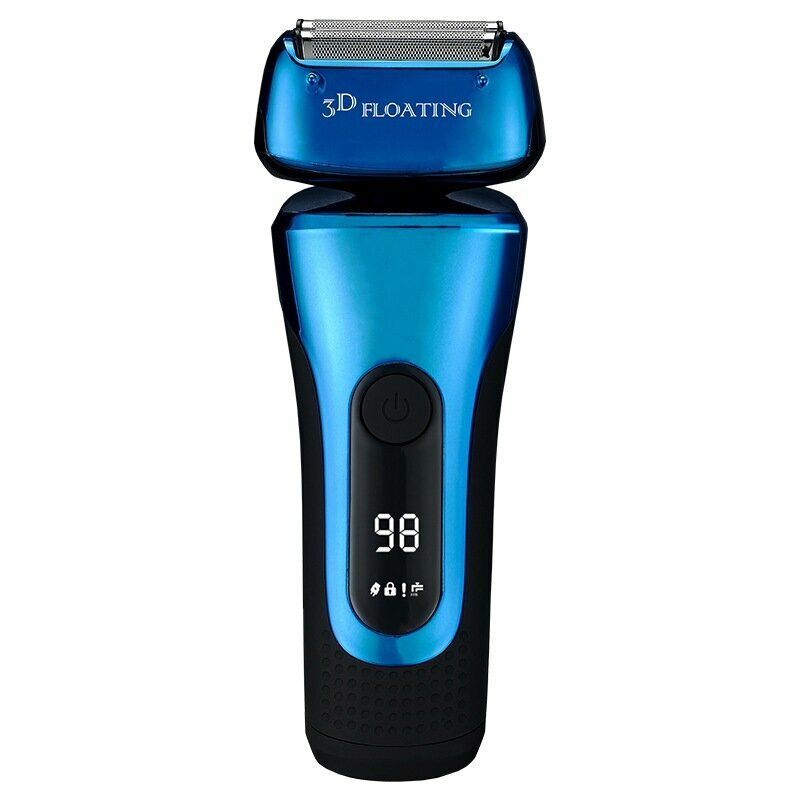 Электробритва, 3 лезвия, гальваническое покрытие, ослепительно синяя