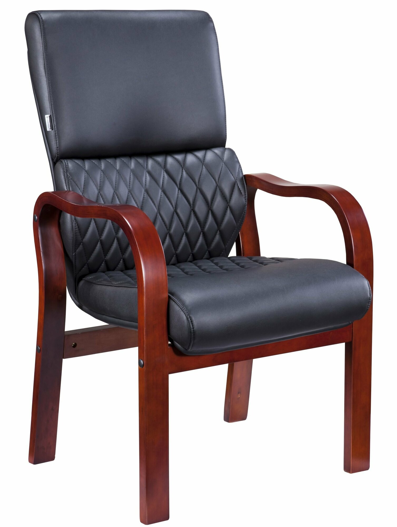 Кресло Everprof Стул руководителя Everprof President Wood CF Экокожа Черный