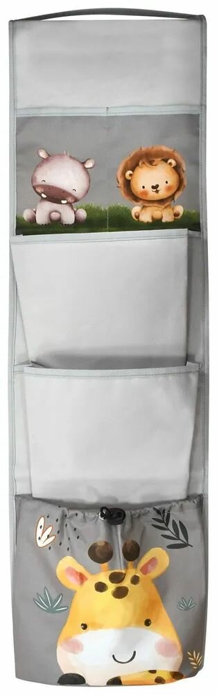 Каляка-Маляка Кармашки-органайзер в шкафчик для детского сада, 5 карманов, серый, 83 x 24 см/