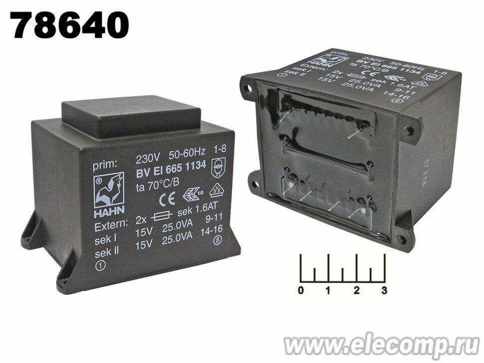 Трансформатор 2*15V 1.66A BVEI 665 1134