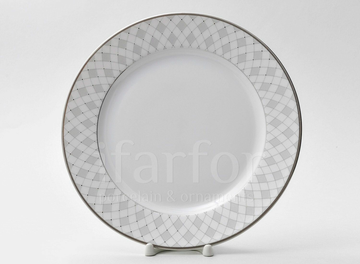 Тарелка мелкая Серая сетка Платина