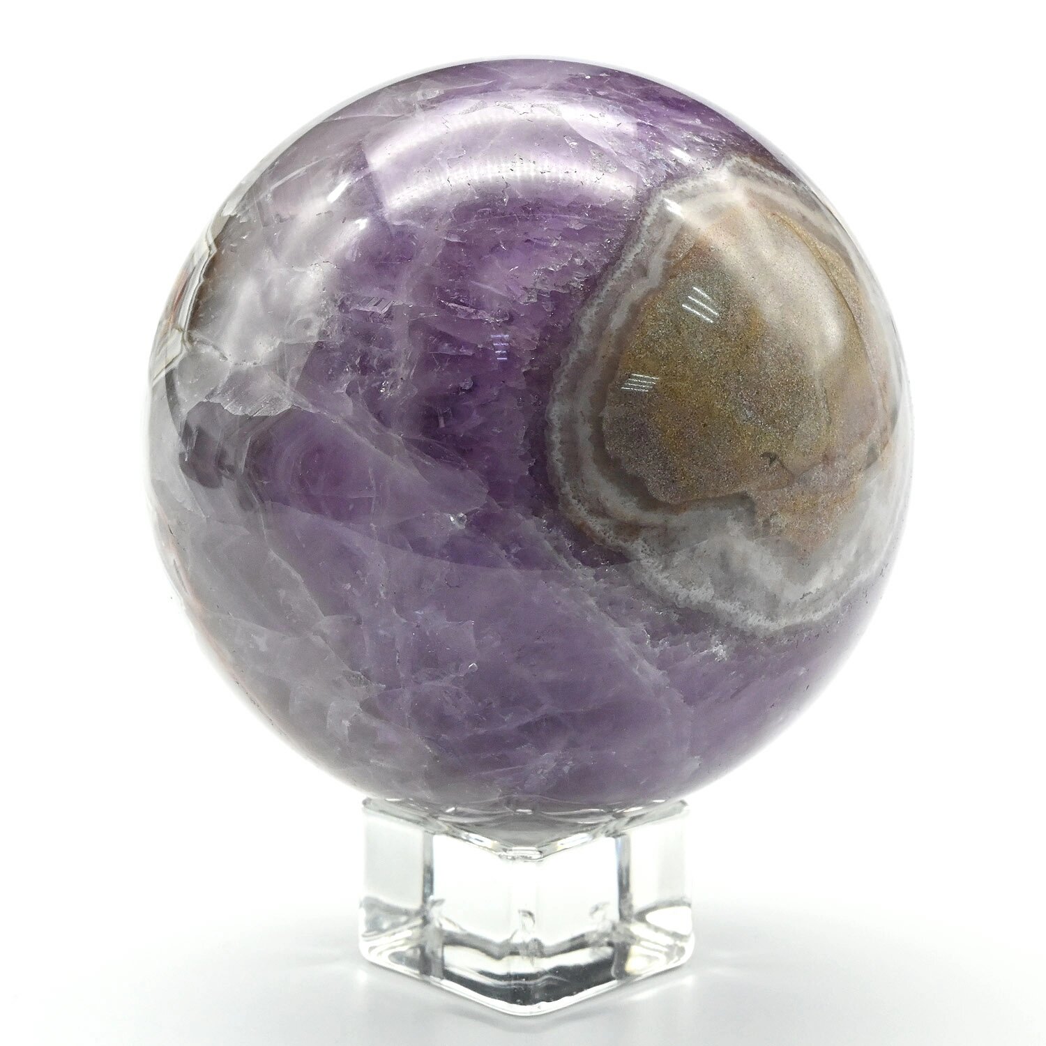 Шар из аметиста и агата, диаметр 74мм, 559г .
