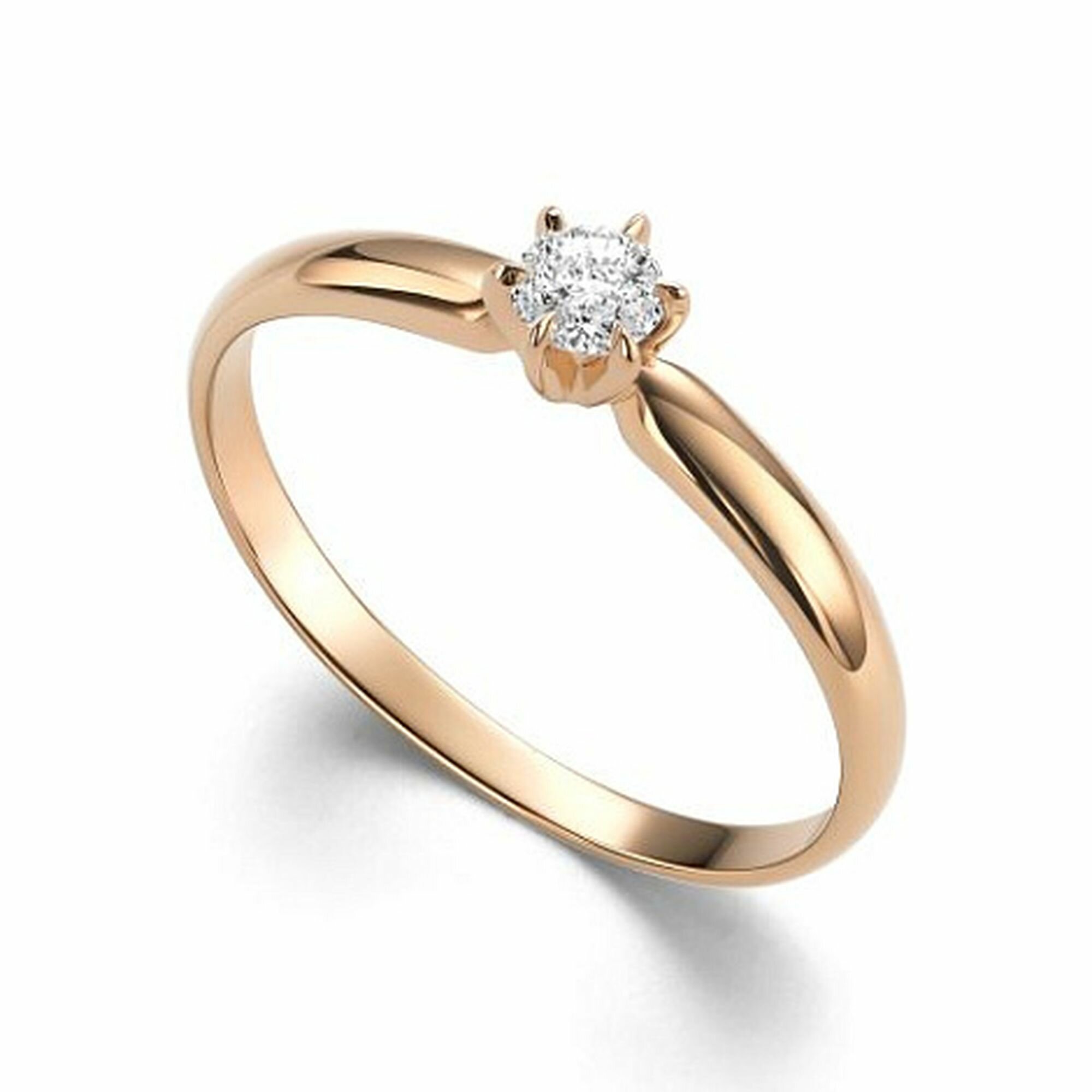 Кольцо, красное золото, 585 проба, бриллиант