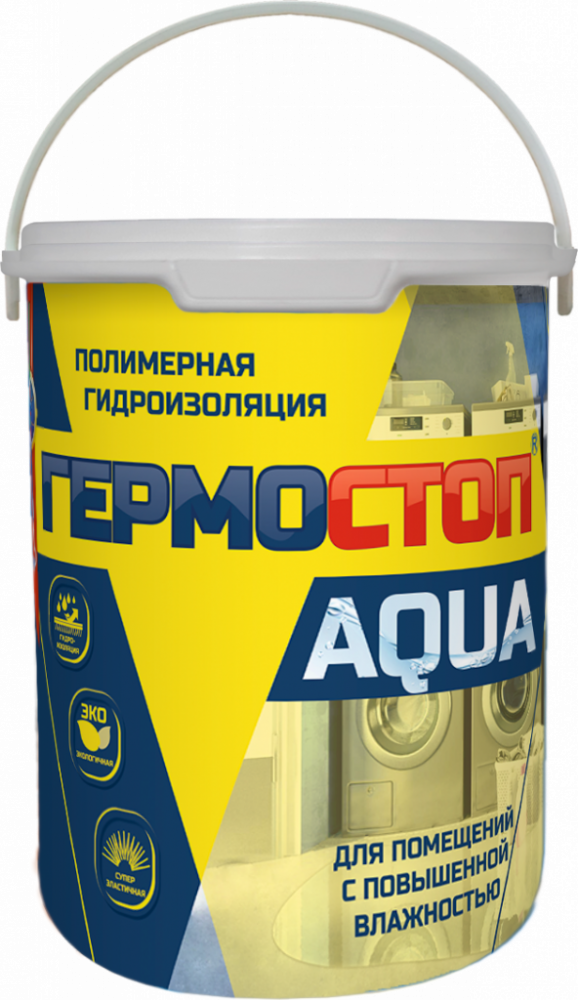 Гидроизоляция Полимерная Краско Гермостоп Aqua 10кг Готовая, Голубая, без Запаха / НПО Краско.