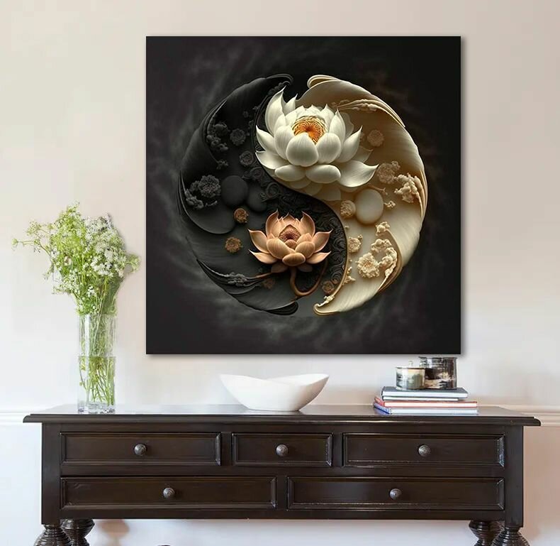 Картина ВсеКартины. тут "Инь Янь", на холсте, на подрамнике, дерево, 40x40 см