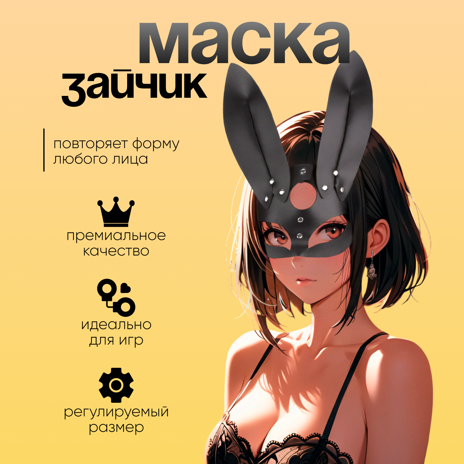 Эротическая маска зайчика бдсм, интим товары, 18+, товары для взрослых