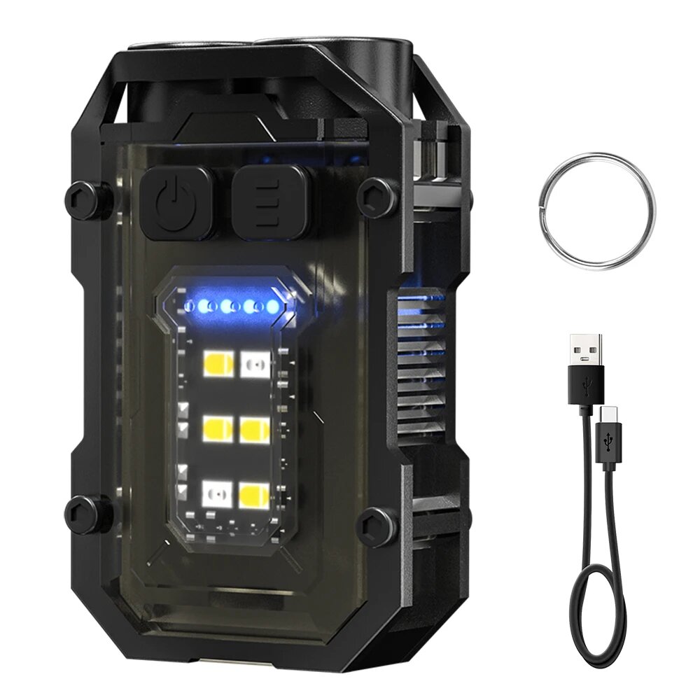 Портативный светодиодный брелок EDC, 1pcs, Black, Черный