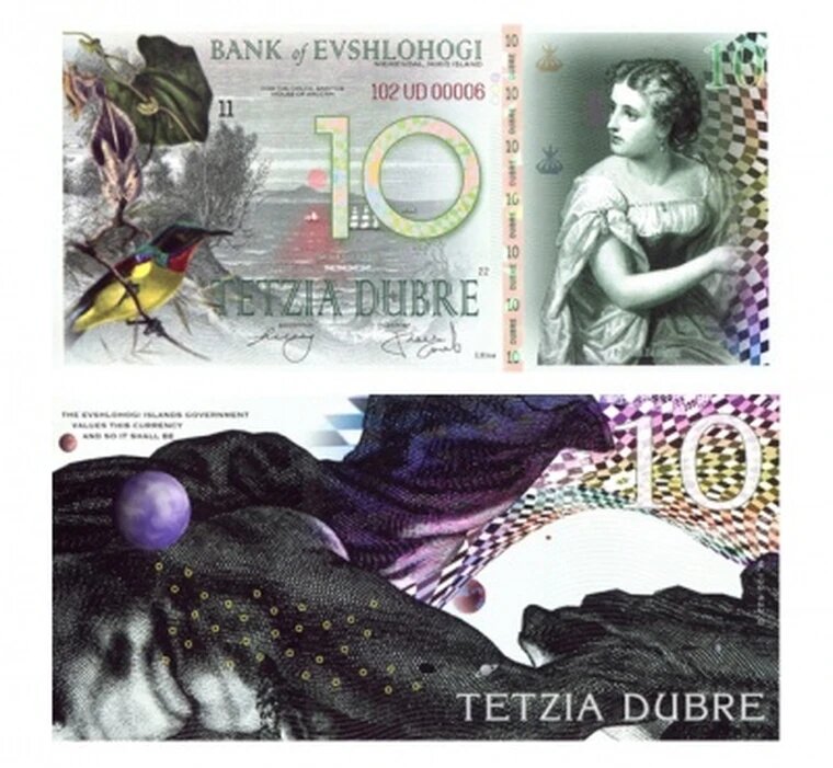 10 Dubre 2018 Bank of EVSHLOHOGI, сувенирная бона, сувенирная копия UNC, банкноты и купюры редкие коллекционные