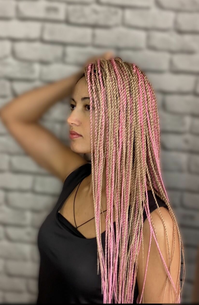 Сенегальские жгуты на каркас из брейдов ручного изготовления. Комплект s.e. кос. Афрокосы на каркас из брейдов