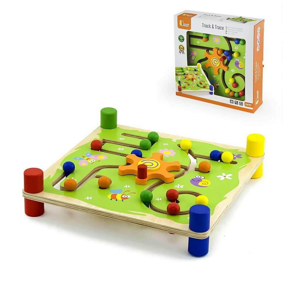 Лабиринт-трек с шариками Насекомые (дерево) Viga 50175