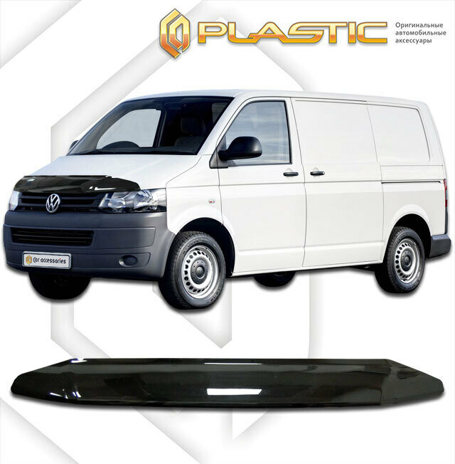 Дефлектор капота Volkswagen Transporter 2009 н. в. Черный глянцевый СА Пластик