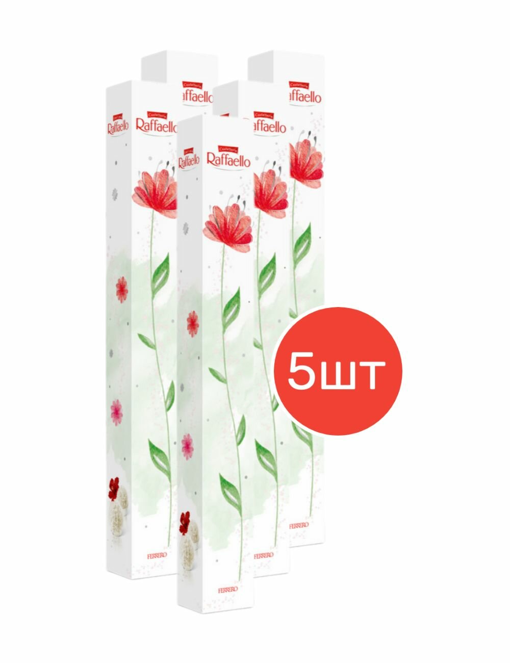 Конфеты в коробке Raffaello с миндалем в кокосовой обсыпке 80г роза 5 шт