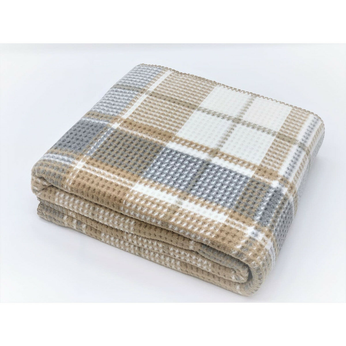 Плед Ipekce Home "COZY LIFE", хлопок/акрил, 180х220 см, бежевый/серый