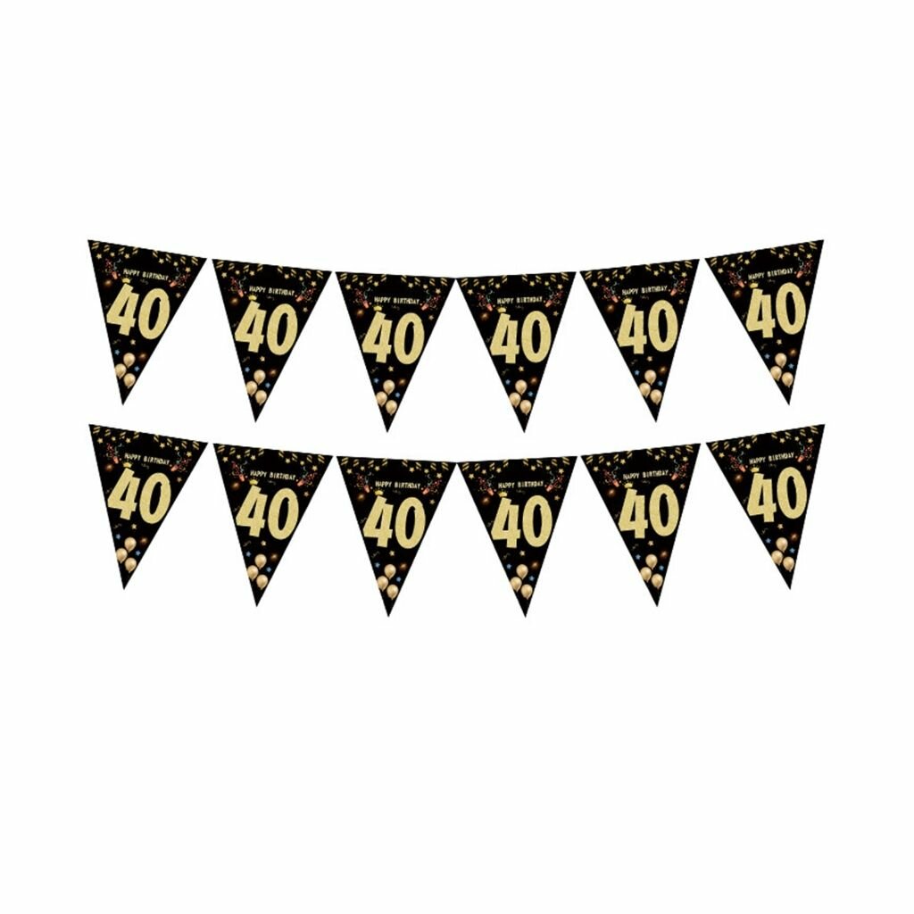 Украшение черно-золотым треугольным флагом для вечеринки по случаю дня рождения годовалой девочки