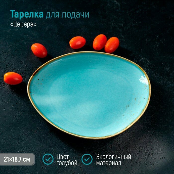Блюдо фарфоровое для подачи Magistro "Церера", 21х18,7 см, голубой