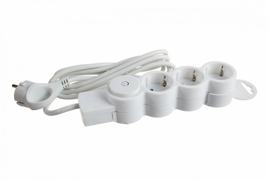 Удлинитель с заземлением с выключателем 3 розетки 3м 10А 1200403---