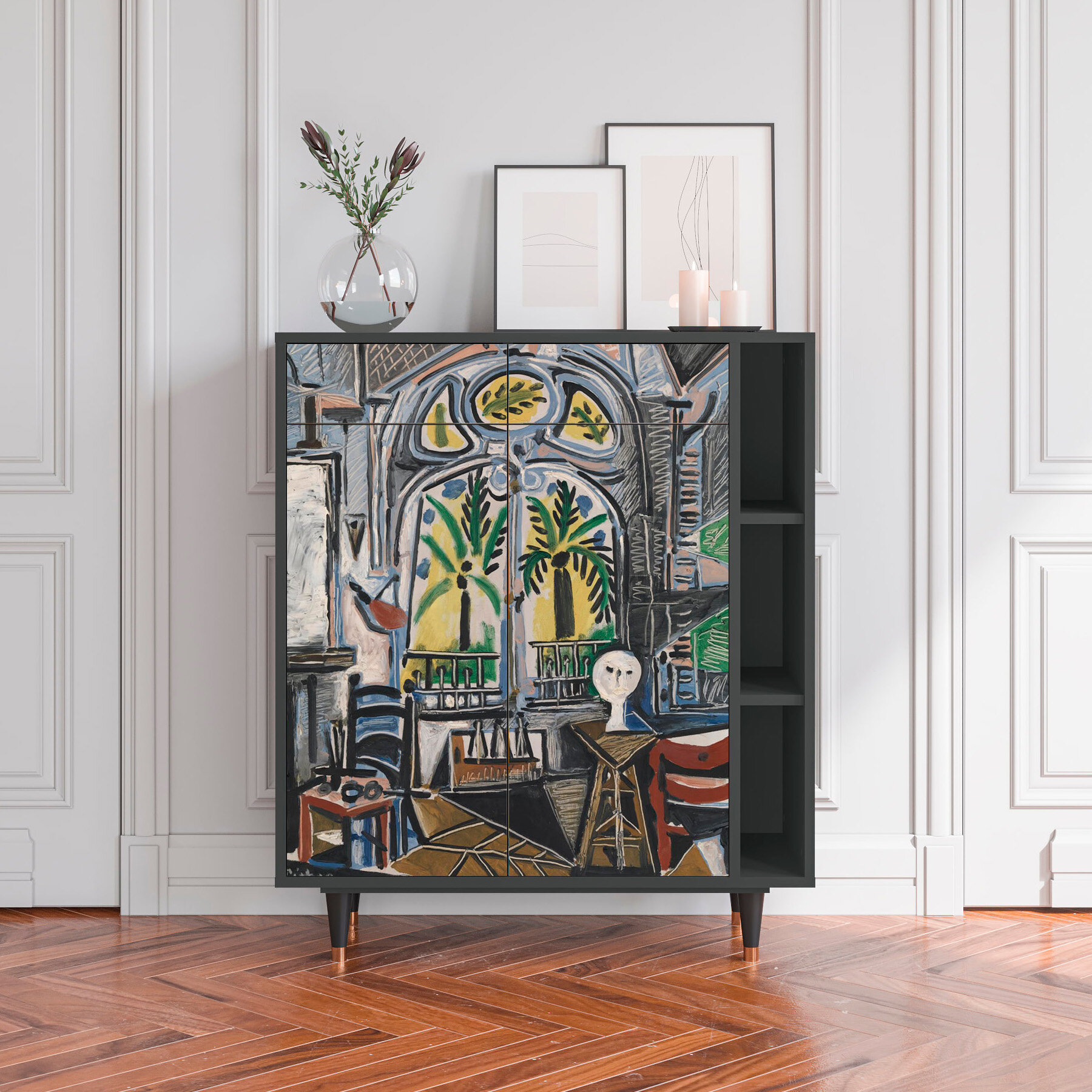 Комод - STORYZ - BS6 The Studio by Pablo Picasso, Размер - 94 x 110 x 41 см, Цвет корпуса - , Антрацит