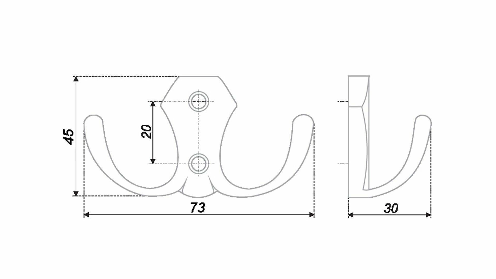 Мебельный крючок K203BL.2, матовый чёрный