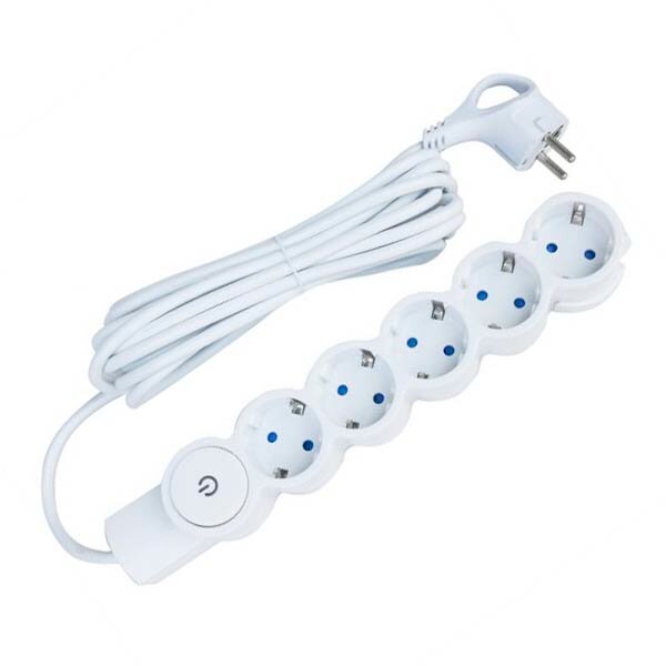 Удлинитель спутник 5 гнезд с заземлением с выключателем 3 м