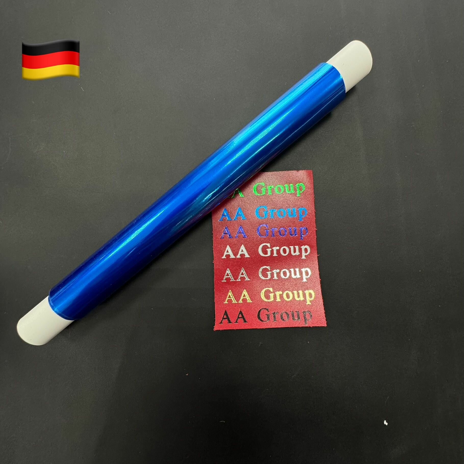 Фольга для горячего тиснения кожи. Цвет: голубой глянец. Размер: 20см*10 м.