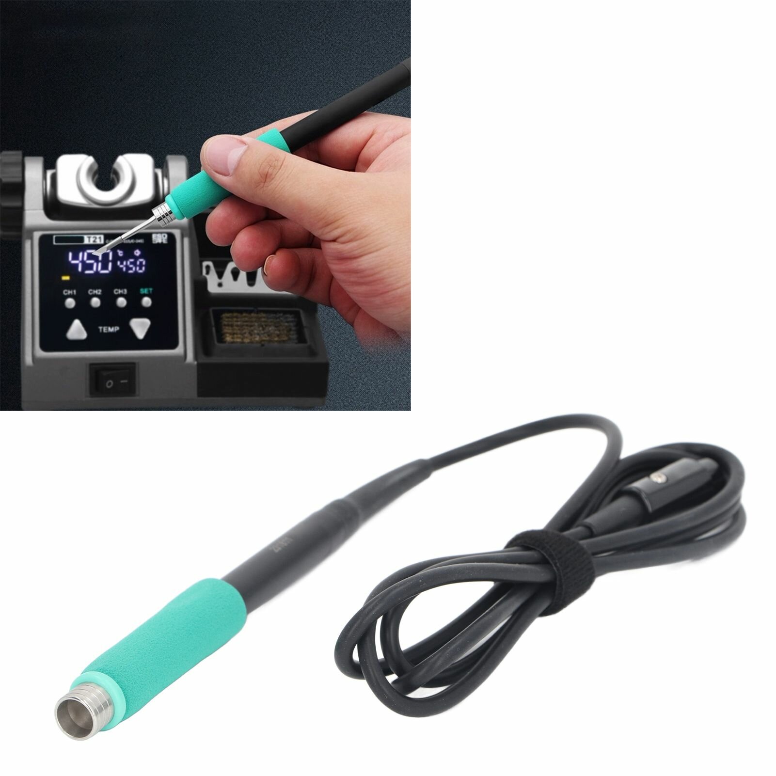 Рукоятка паяльника 75Вт, 6-контактный интерфейс, эргономичная с кнопкой регулировки, 24В