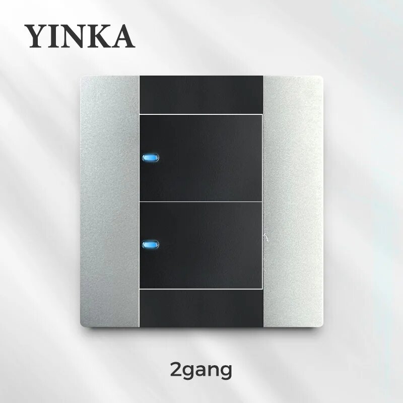 YINKA Выключатель света 2 Gang, Серебристый