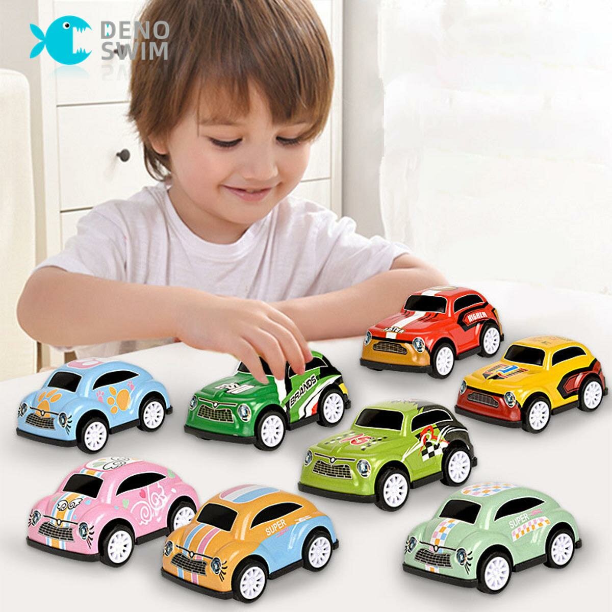 Мини-игрушка для детей, мальчиков и девочек, мультяшная спортивная модель автомобиля, игрушечный картинг, гоночная модель, украшение для дома, украшение для стола