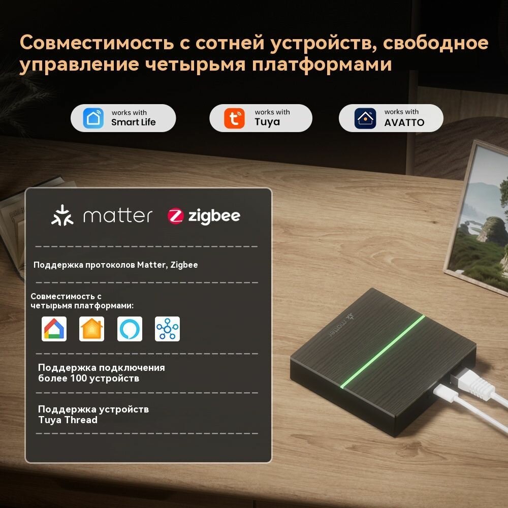 Tuya Smart Matter Gateway Умный Домашний Концентратор Работает С Google Home Alexa