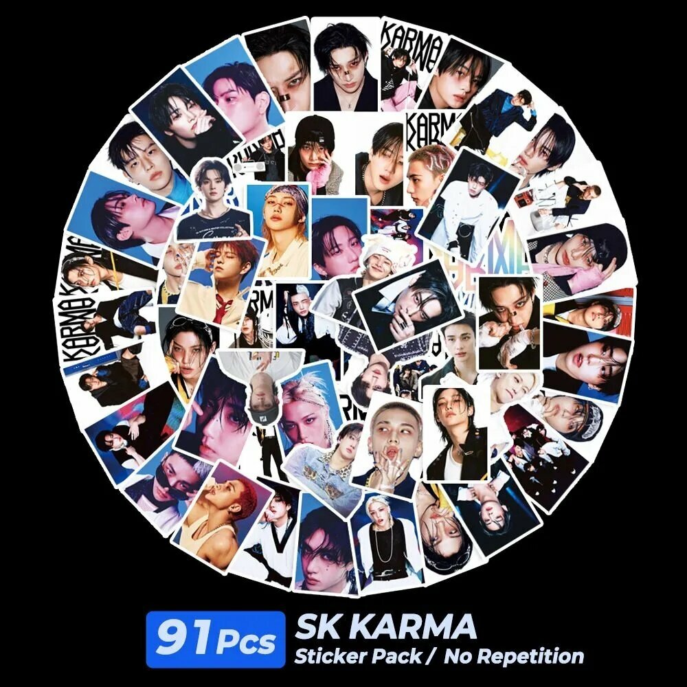 Кпоп стикеры Стрей Кидс KARMA 91 шт. Stray Kids Альбом KARMA Набор Наклеек Kpop Stray Kids 2025 наклейки на телефон