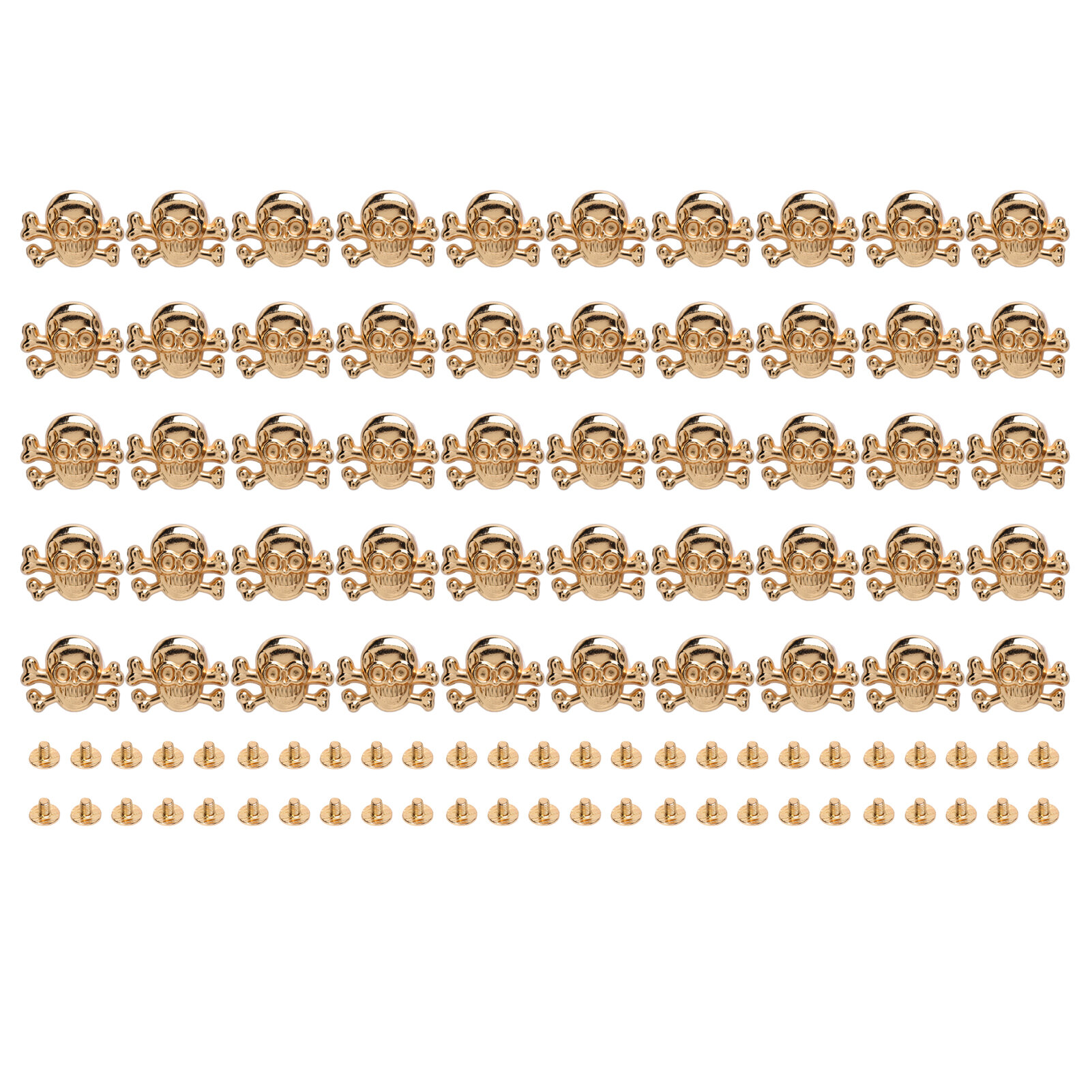 50 комплектов заклепок в виде черепов в готическом стиле. Красивые и модные аксессуары для изготовления обуви и ремней своими руками, золотистого цвета.