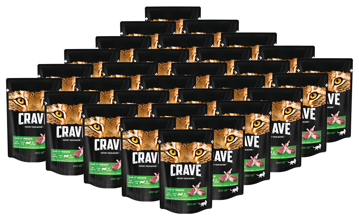 Корм влажный Crave для взрослых кошек, ягненок в желе, 70 г х 30 шт