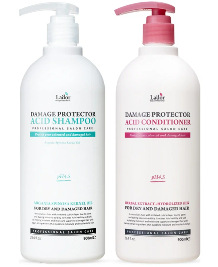 La'dor Набор Шампунь + кондиционер для поврежденных волос Damage Protector Acid Shampoo & Conditioner, 2 x 900мл