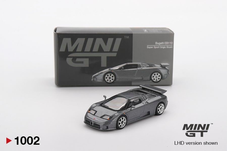Коллекционная машинка MINI GT 1:64 Bugatti EB110 Super Sport Grigio Scuro