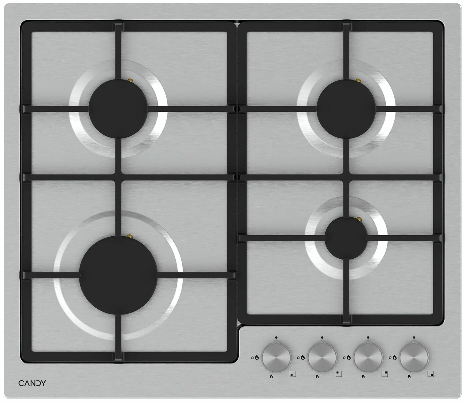 Газовая варочная панель CANDY CHXM64CNX, 4 конфорки, чугунные решетки