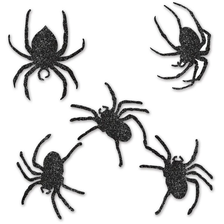 Гирлянда бумажная Halloween, пауки, блеск, черный, 9 шт