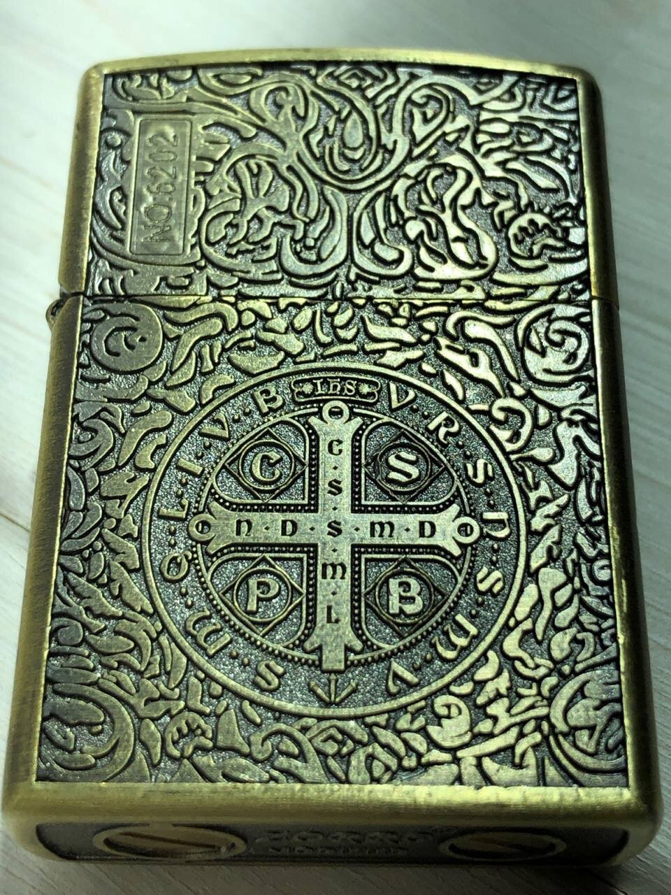 Зажигалка Zorro Зорро, бензиновая, без заправки (пустая), цвет Крест Латунь