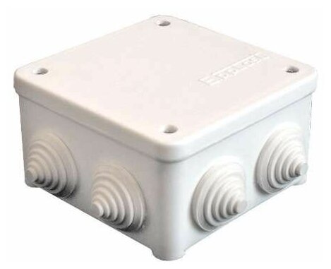 Коробка распределительная ОП 85х85х45мм У130 IP54 7 выходов 3 гермоввода крышка на винтах бел. Epplast 130111