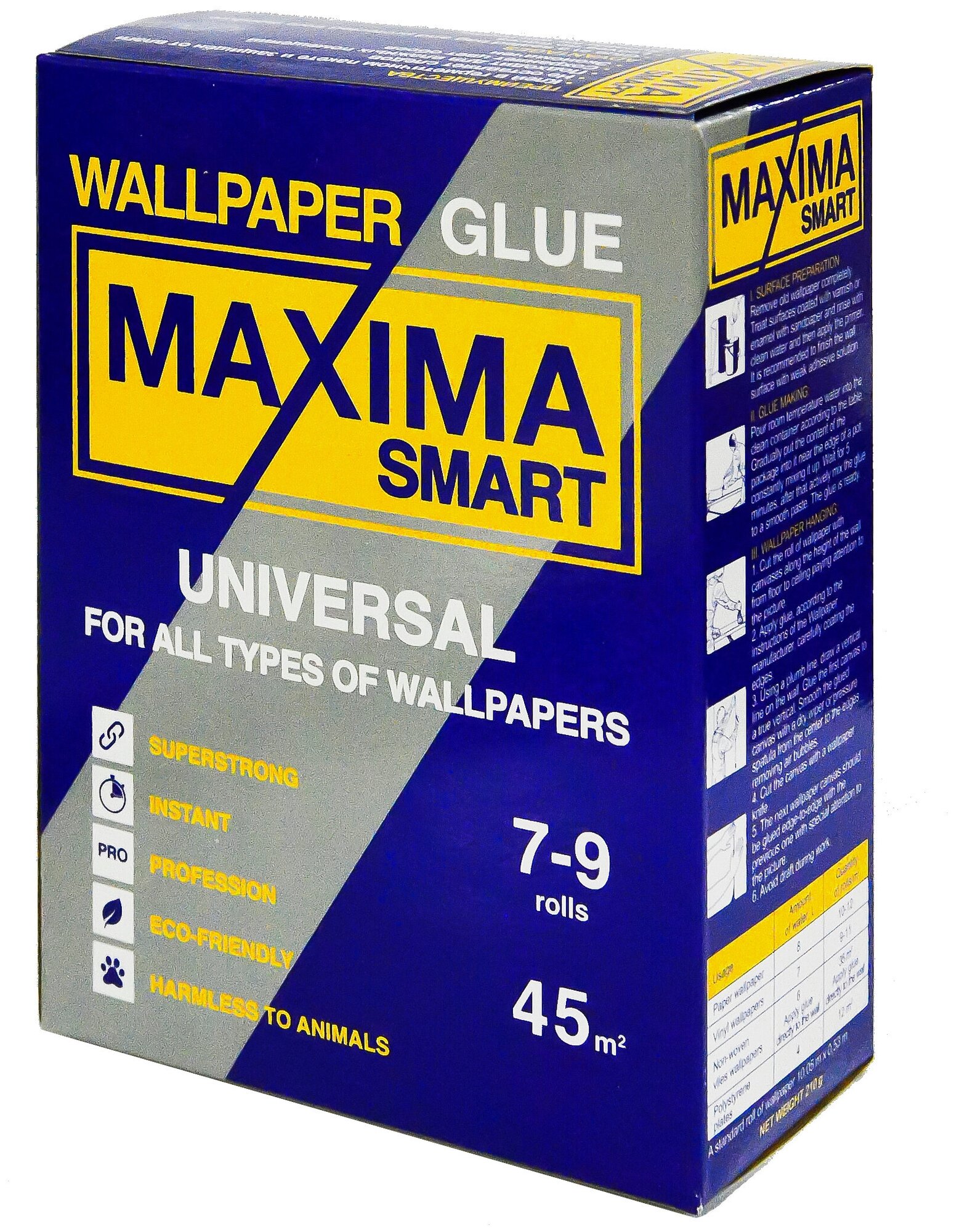Клей Maxima, для всех видов обоев, для внутренних работ, 45м2, 210г