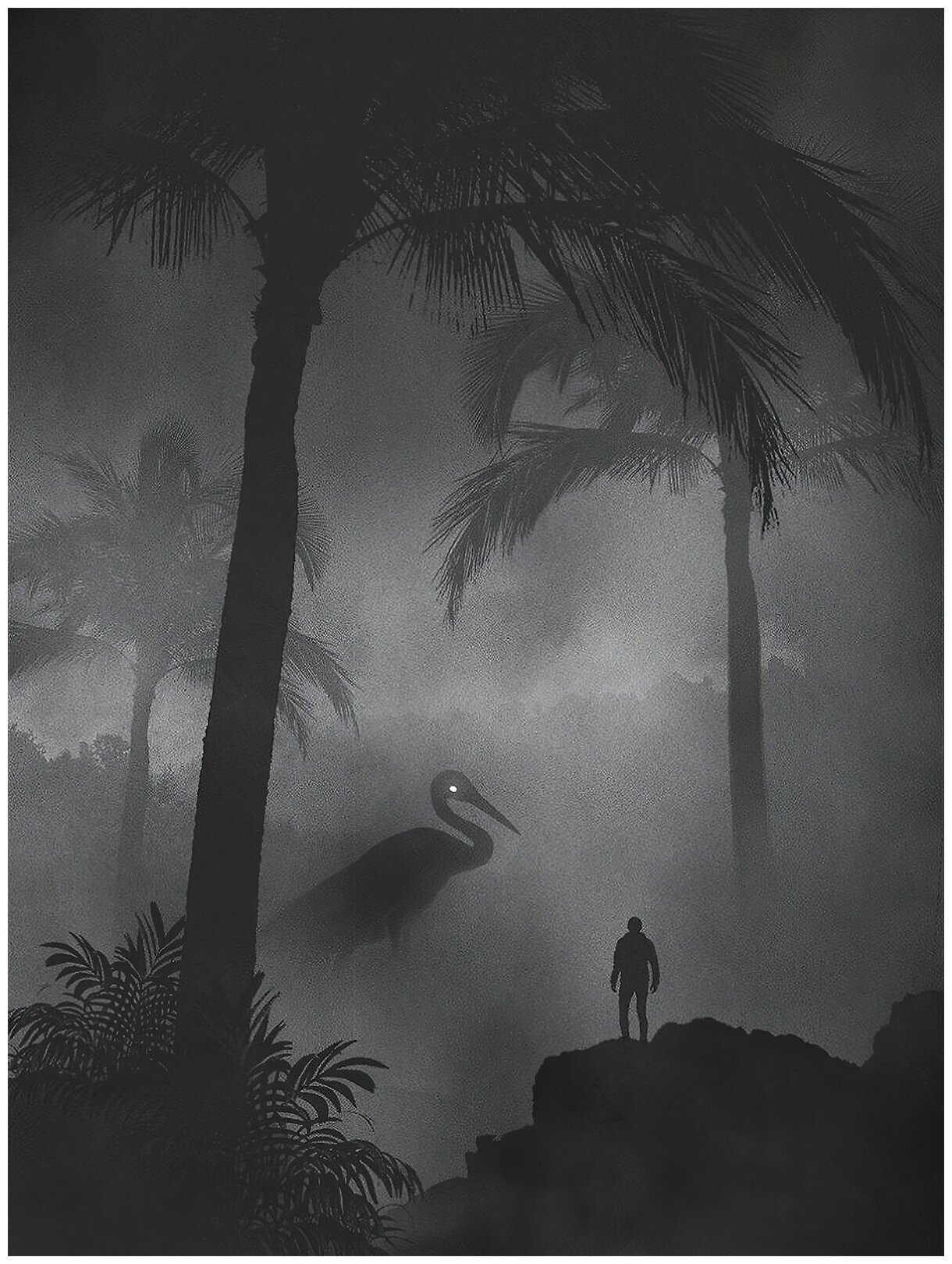 Постер / Плакат / Картина Темное фэнтези - Цапля 40х50 см в подарочном тубусе