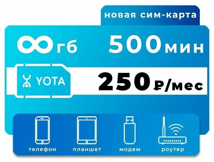 Безлимитный Интернет Yota 250Р/Мес 1 Мес Оплачен Под Прошитый Роутер Sim Сим Карта Йота Купить В ...
