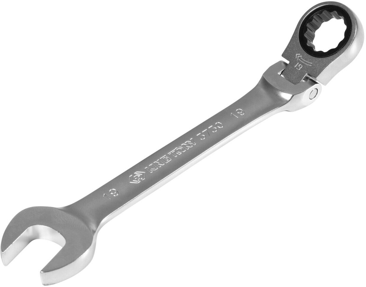 Ключ трещоточный комбинированный с шарниром 19 мм KING TONY 373019M