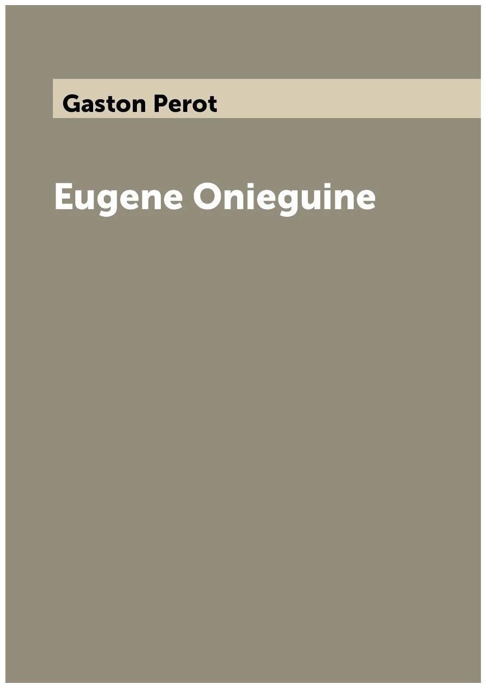 Eugene Onieguine