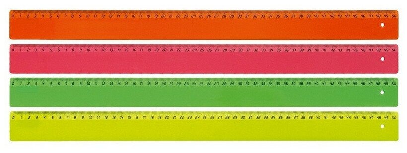 Линейка Attache 50 см пластиковая флуоресцентная 327411
