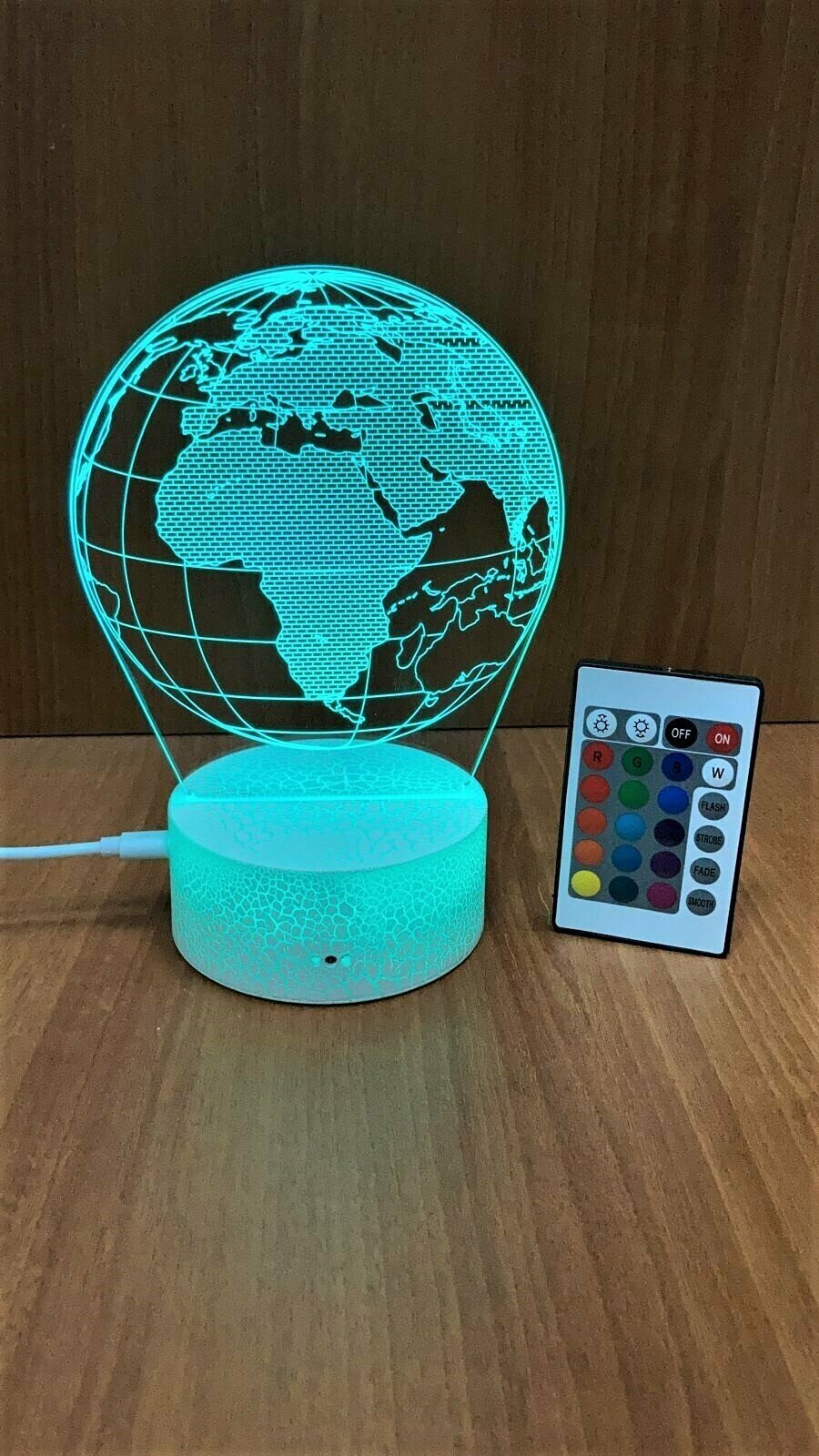 3D Светильник с пультом " Глобус " №28