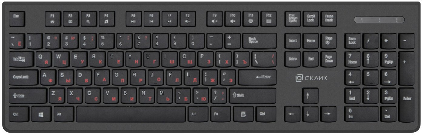 Клавиатура Оклик 505M черный USB slim