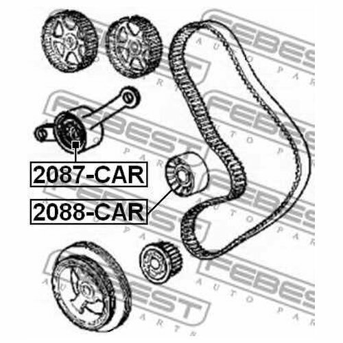 Ролик натяжной ремня грм Febest 2087-CAR для Chrysler Cirrus (2000-н. в.), Chrysler GRAND CARAVAN (1996-2007), Chrysler Neon (1999-2006)