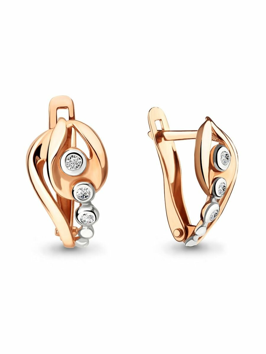Серьги, красное золото, 585 проба, фианит