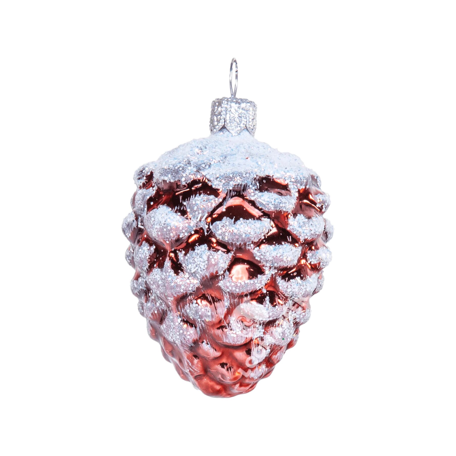 Ёлочная фигурка Елочка "Шишка Кедровая-2" , заснеженная, цвет коричневый, стекло, 5см, 1шт