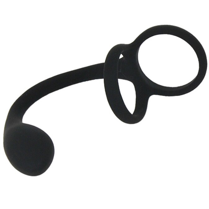 Двойное эрекционное кольцо с анальным стимулятором Enemacockring Band, из медицинского силикона